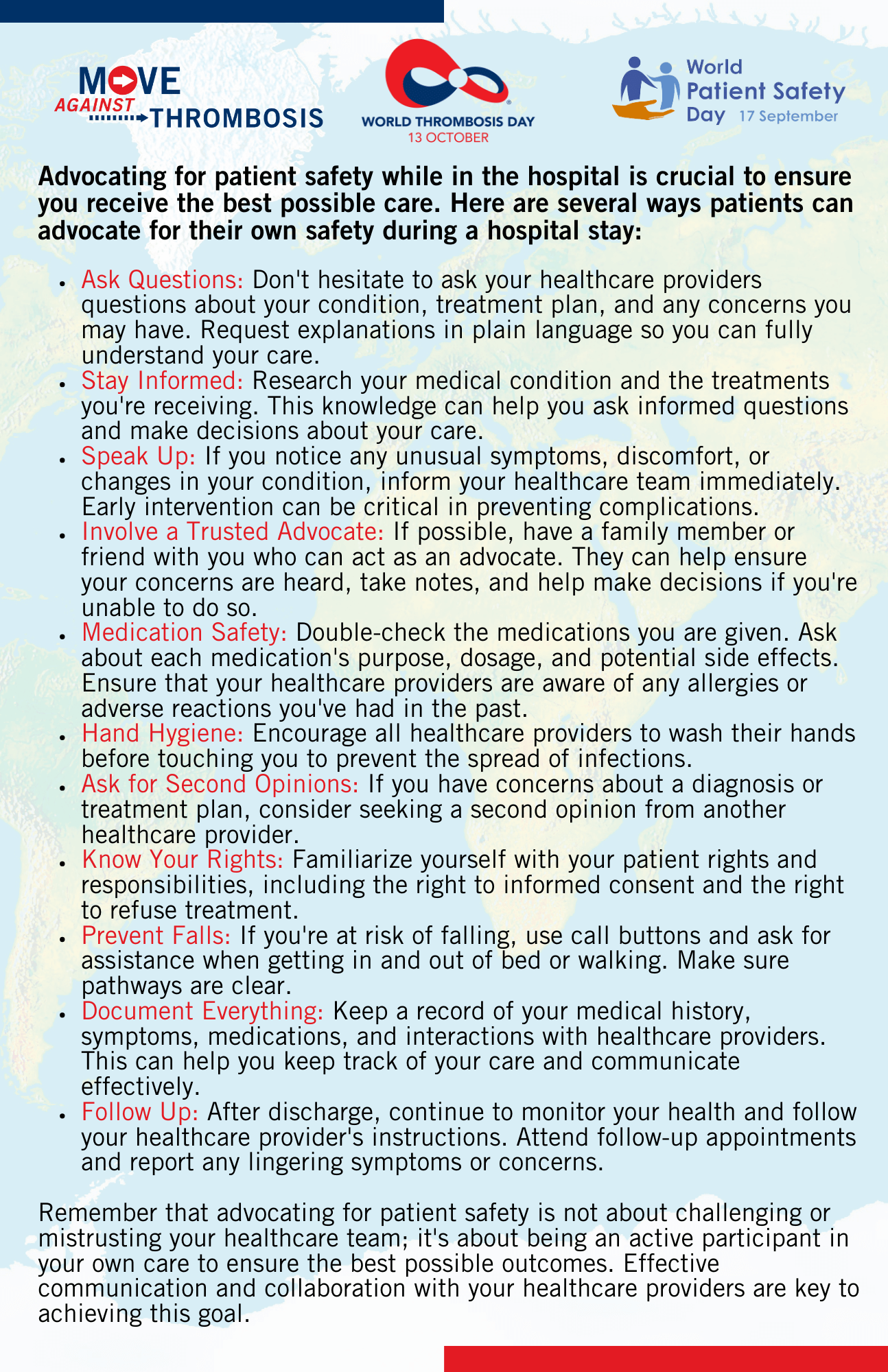 How to Advocate For Your Own Patient Safety - World Thrombosis Day