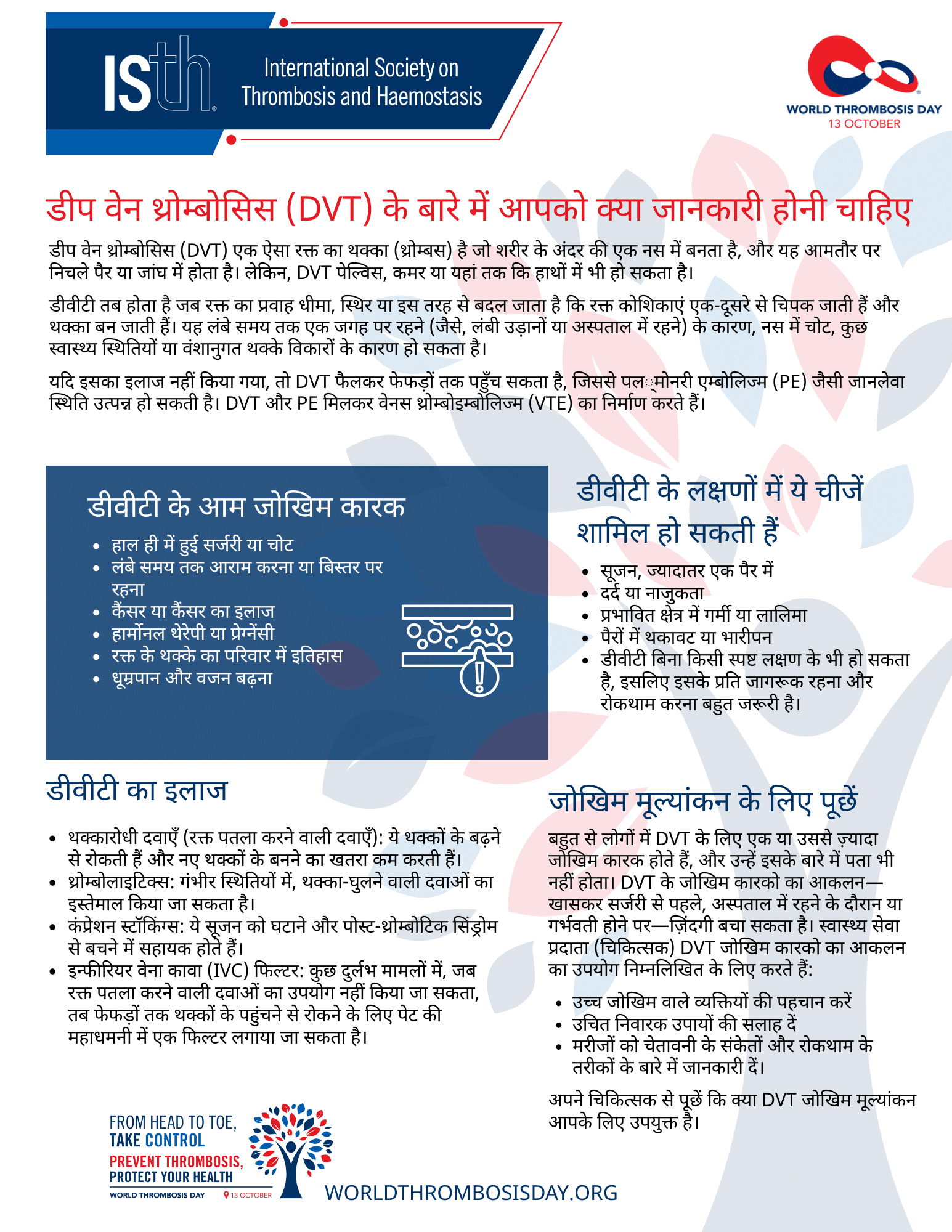 Patient Fact Sheets (Hindi) - DVT, PE, VTE, CVST, Covid-19, HAT - World ...